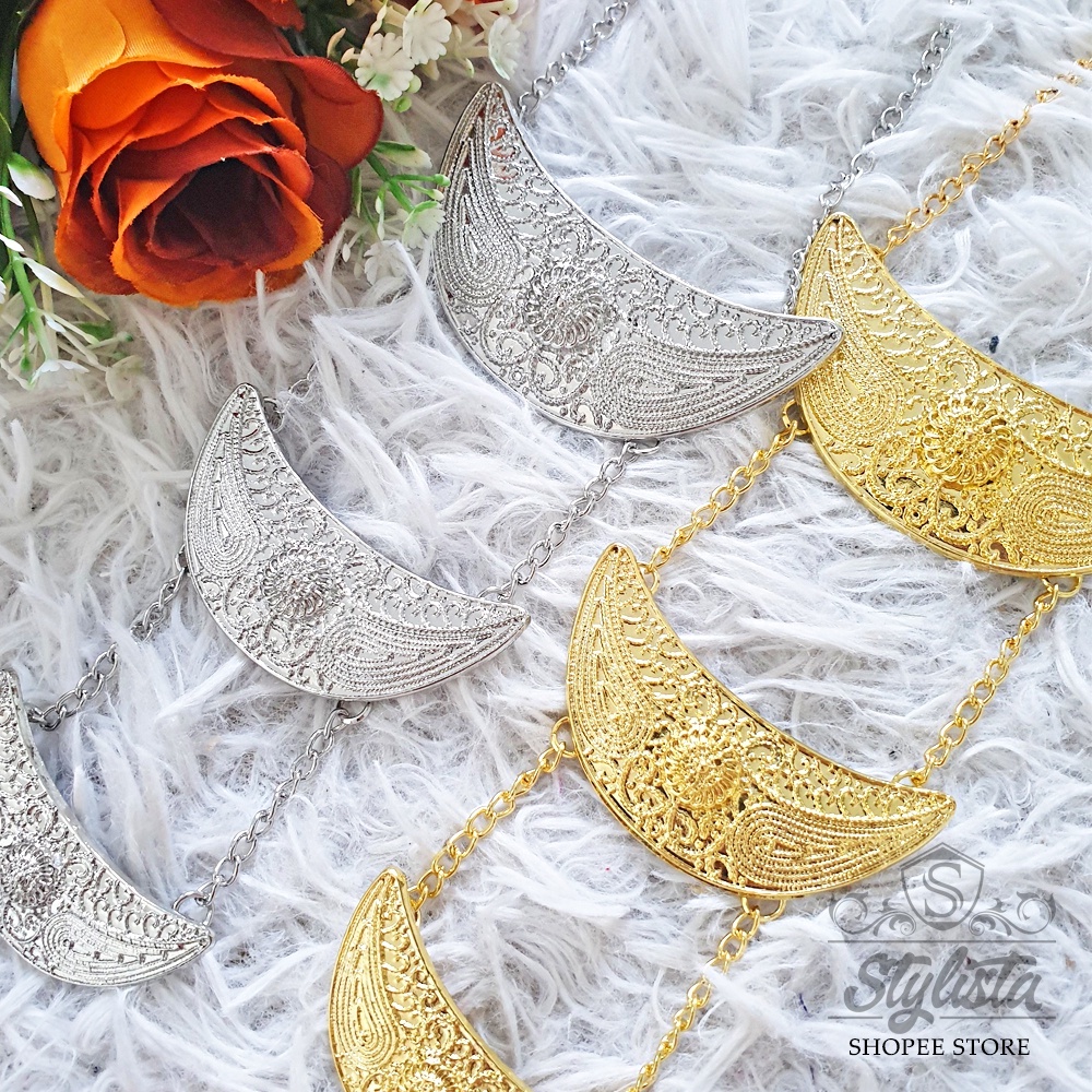 Kerongsang Brooch Pin Dokoh Berantai Baju Kebaya Kebarung Kurung Gold ...