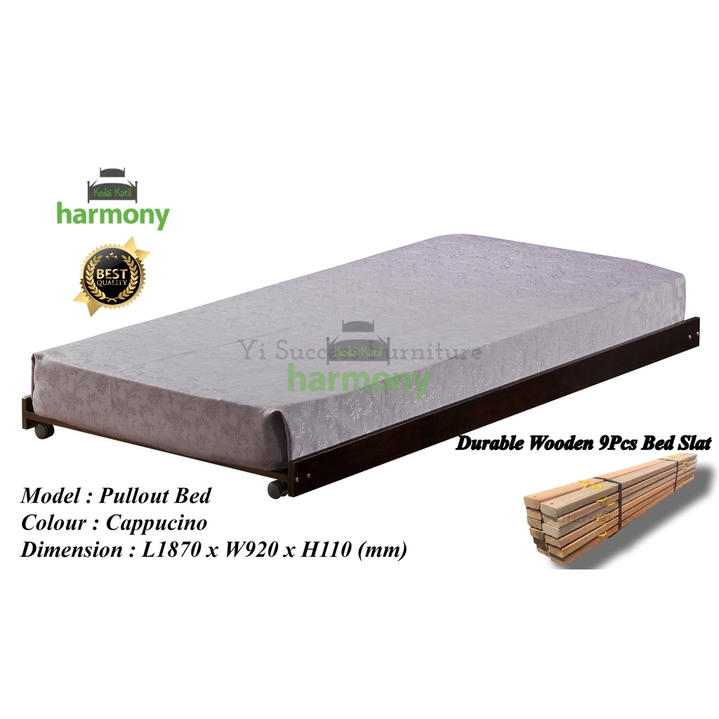 Harmony Rubber Wood Pullout Bed / Solid Wood Pullout Bed / Kayu Pullout ...