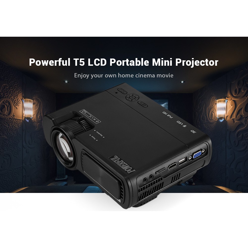 High Definition Multimedia Powerful T5 LCD Portable Mini Projector ...