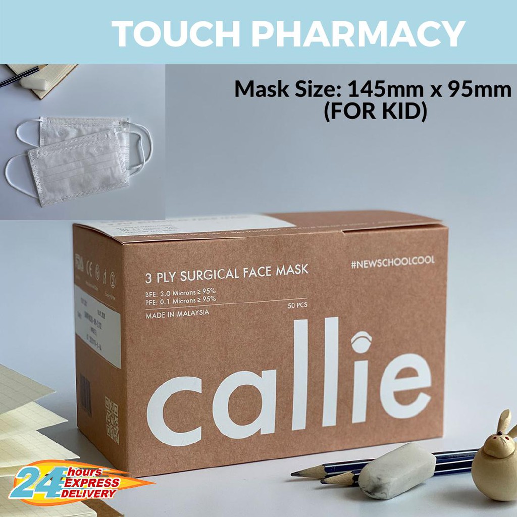 (SHIP FROM KL) KID CALLIE MASK - 3 Ply Surgical Kid Face Mask (WHITE ...