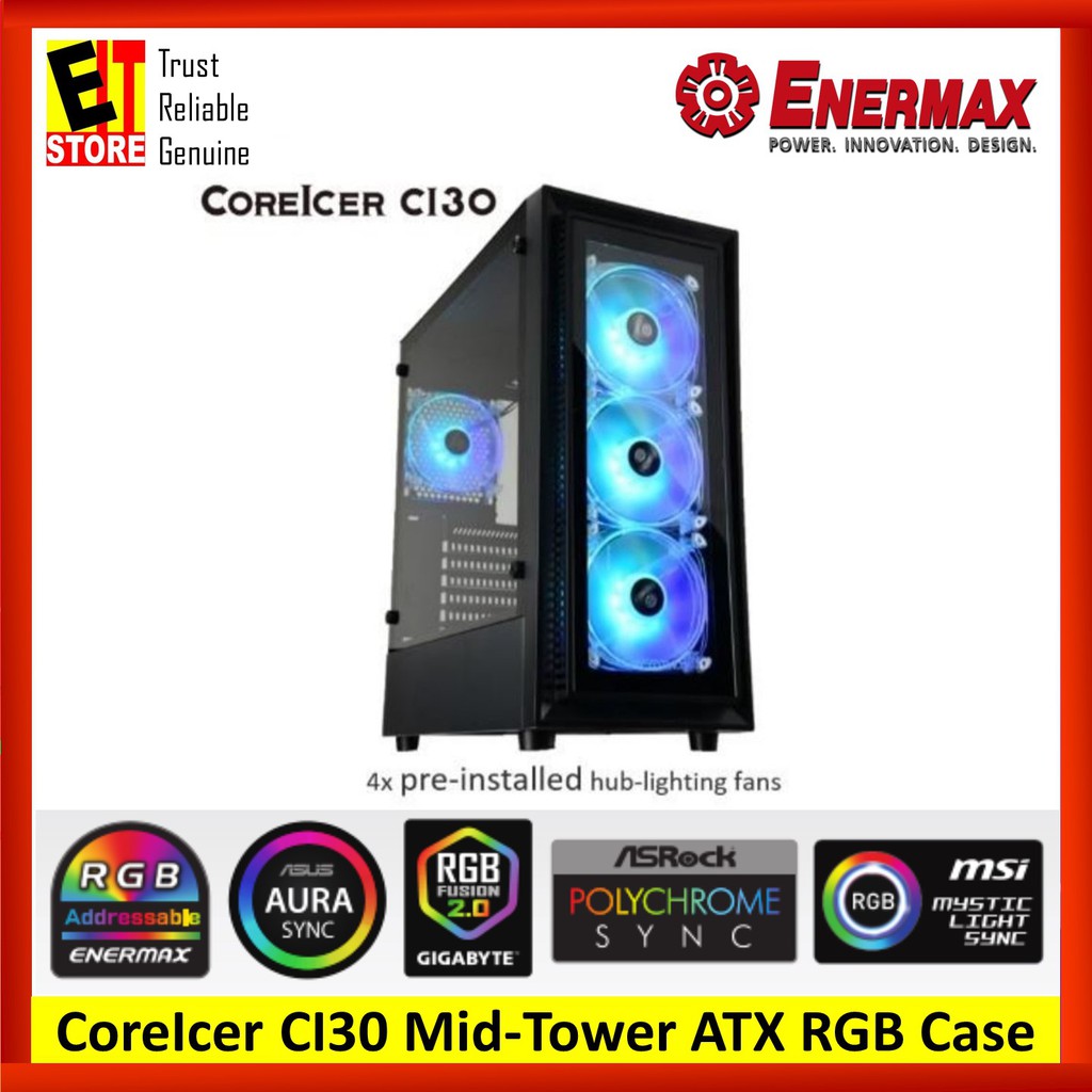 ENERMAX COREICER CI30 MID-TOWER ATX ARGB CASE -ECA-C130-M1BB-ARGB ...