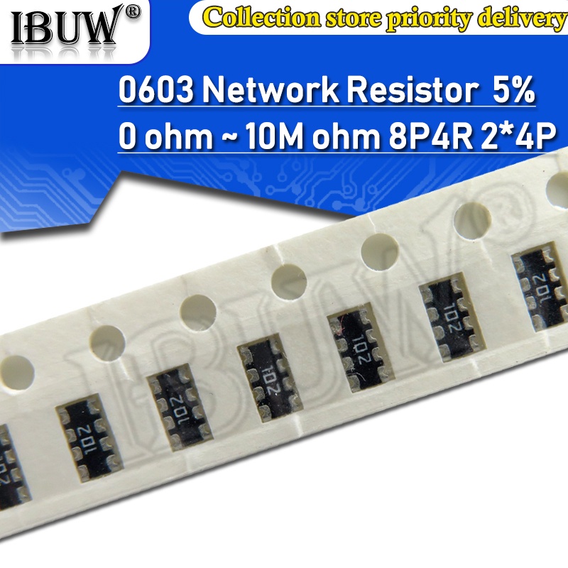 100pcs 0603*4 8P4R 2*4P Network Resistor SMD array 0 ~ 100 ohm 1 10 20 ...