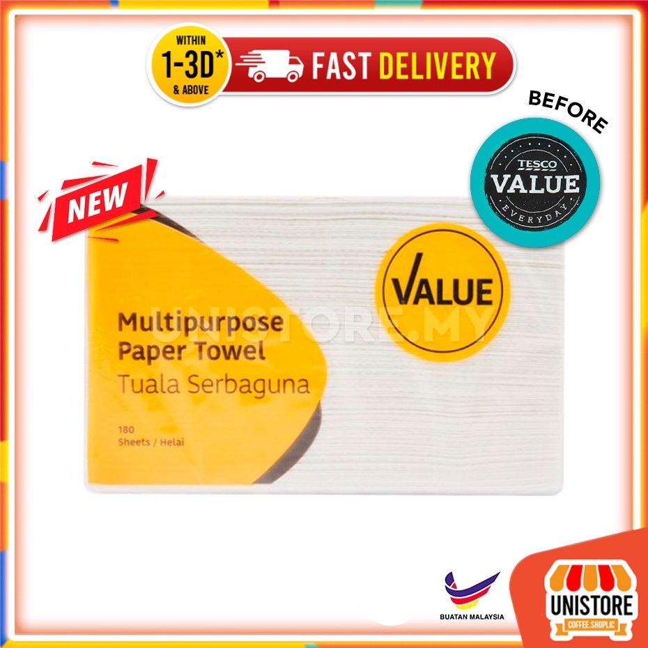 (1 Pack Only/180 Sheets) Lotus's Value / Tesco Everyday Value ...