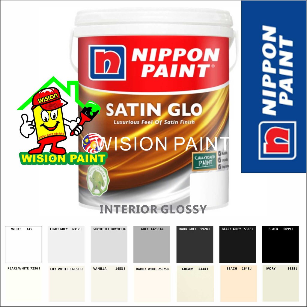 NIPPON Satin Glo ( 5L ) Indoor Shinning Finishing Water Based Wall ...