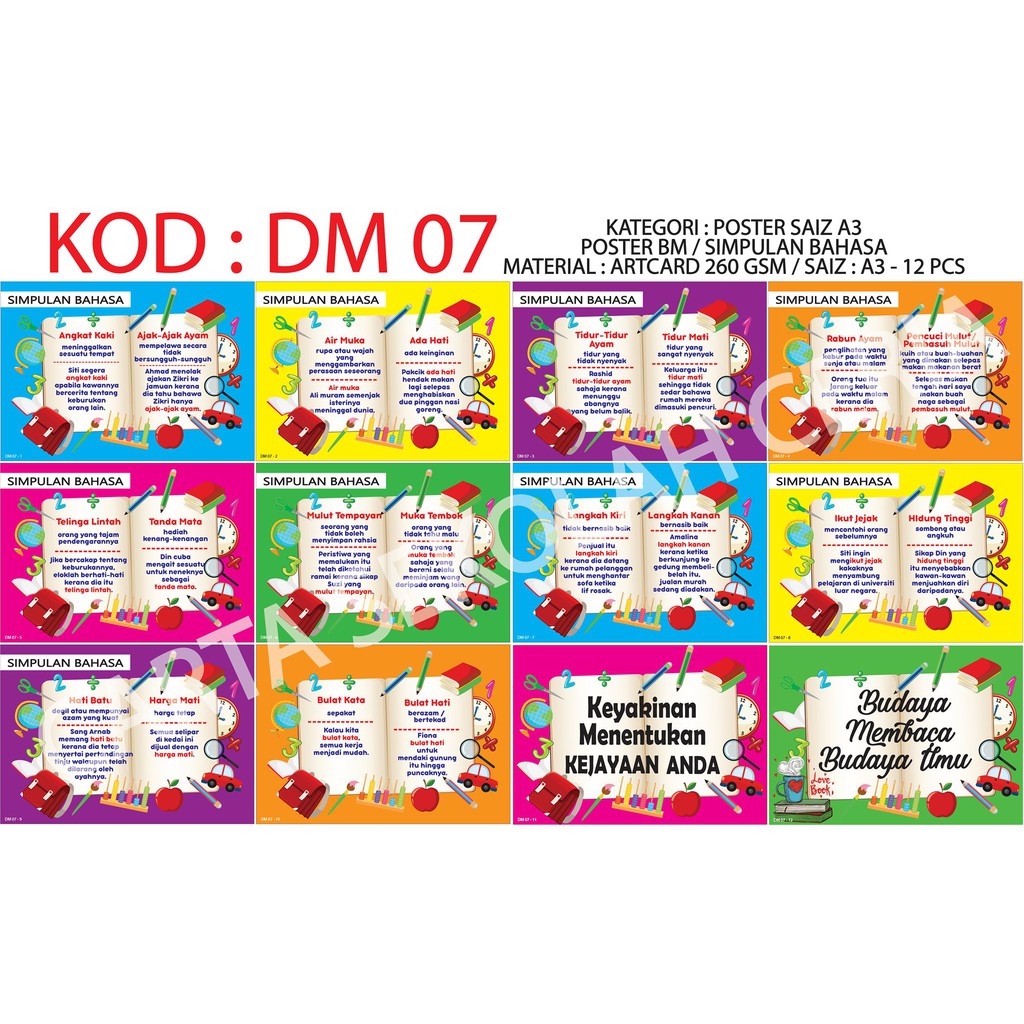 12pcs Poster Bahasa Melayu - Simpulan Bahasa DM07 | Shopee Malaysia