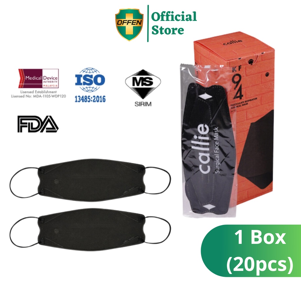 Callie BW KF94 Respiration Surgical Mask - Black/White (20 Pcs ...