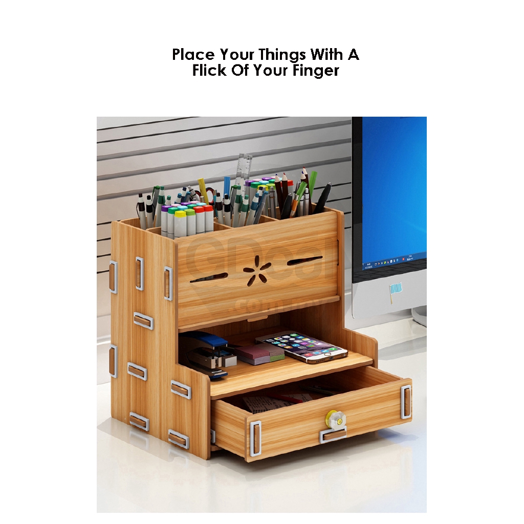 Rak Alat Tulis Rak Meja Rak Study Pen Holder Wooden Storage Box ...