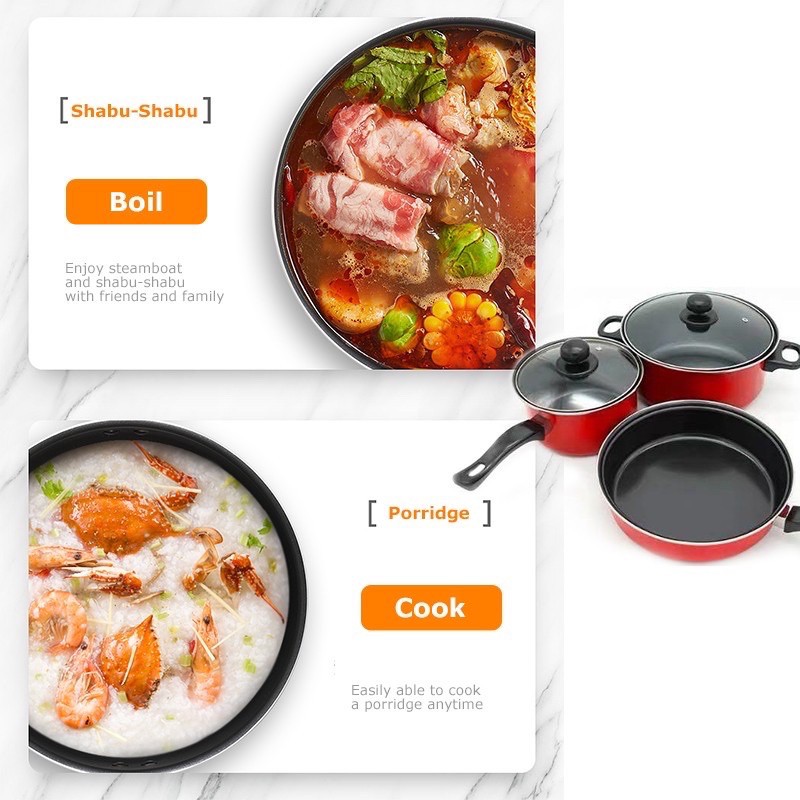 Pan Non Stick Set Cookware Kuali Periuk Pan Pot masak, Frying pan, Pot ...