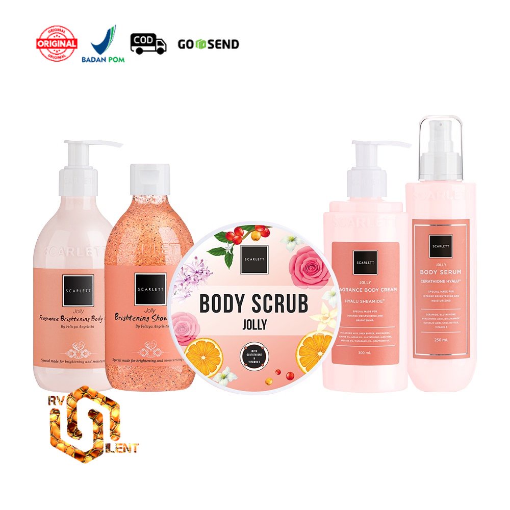 Scarlett Whitening Jolly Series Body Shower Scrub Serum Cream Package ...