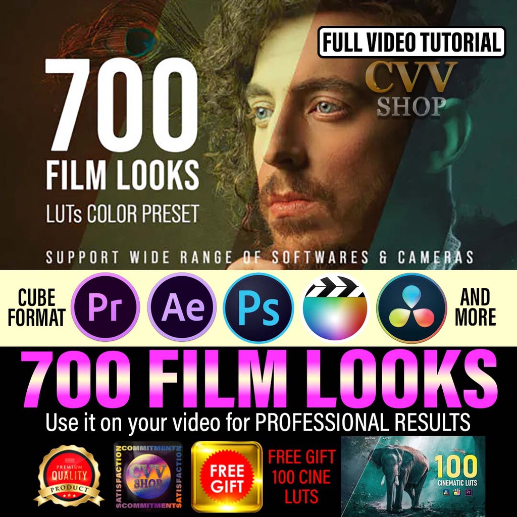 700 Film Looks - LUT Color Preset Pack For Most Major Video Editing ...