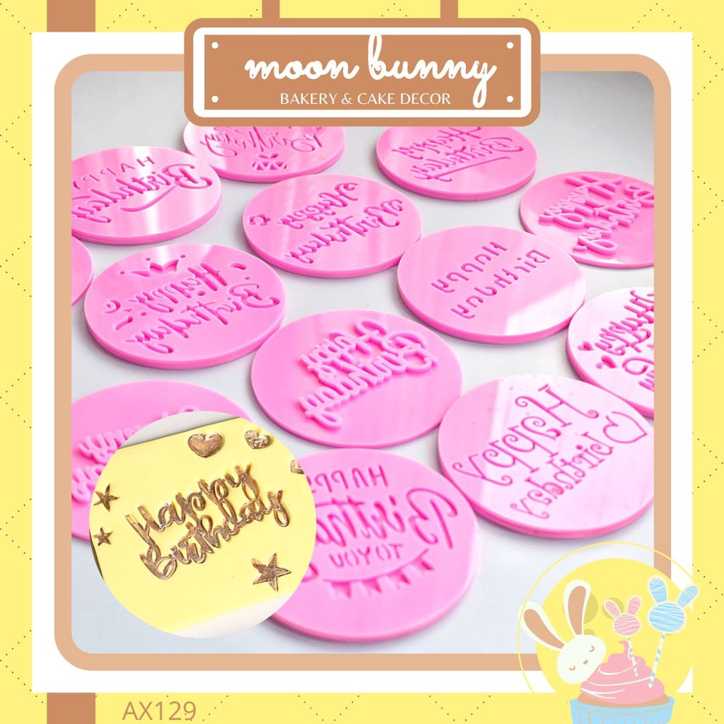 Happy Birthday Wording Mould Embossed Chocolate Fondant Mold Birthday ...