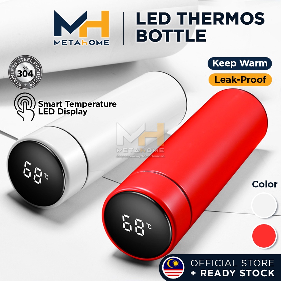 Smart Thermal Flask 500ML [TOUCH SCREEN] LED Temperature Display 304 ...