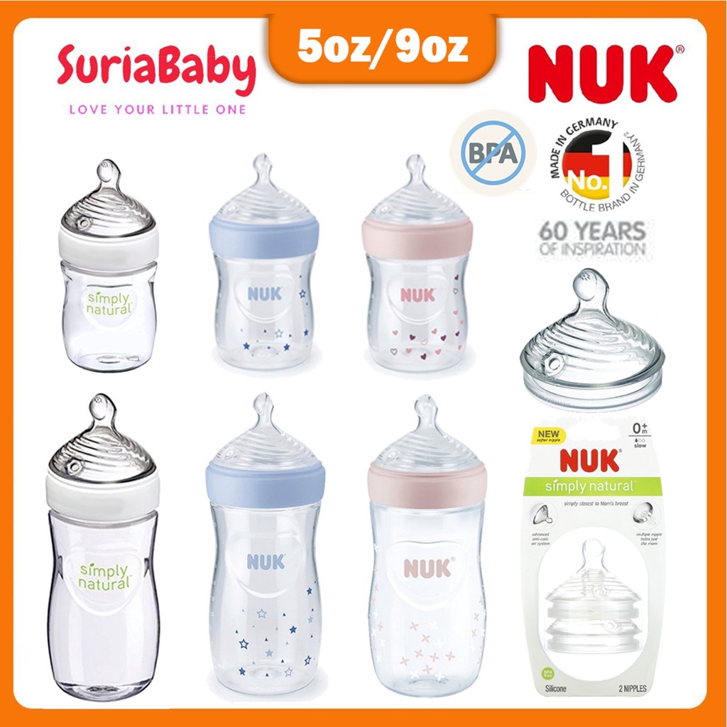 NUK Simply Nature Sense Natural Bottle 5oz 150ml/9oz 260ml Single Loose ...