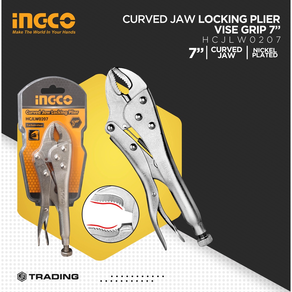 INGCO Curved Jaw Locking Plier Vise Grip 7" HCJLW0207 JF TRADING ...