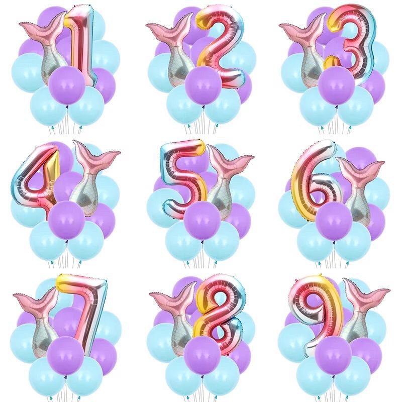 MERMAID TAIL NUMBER BALLOON PACKAGE 80cm | Shopee Malaysia