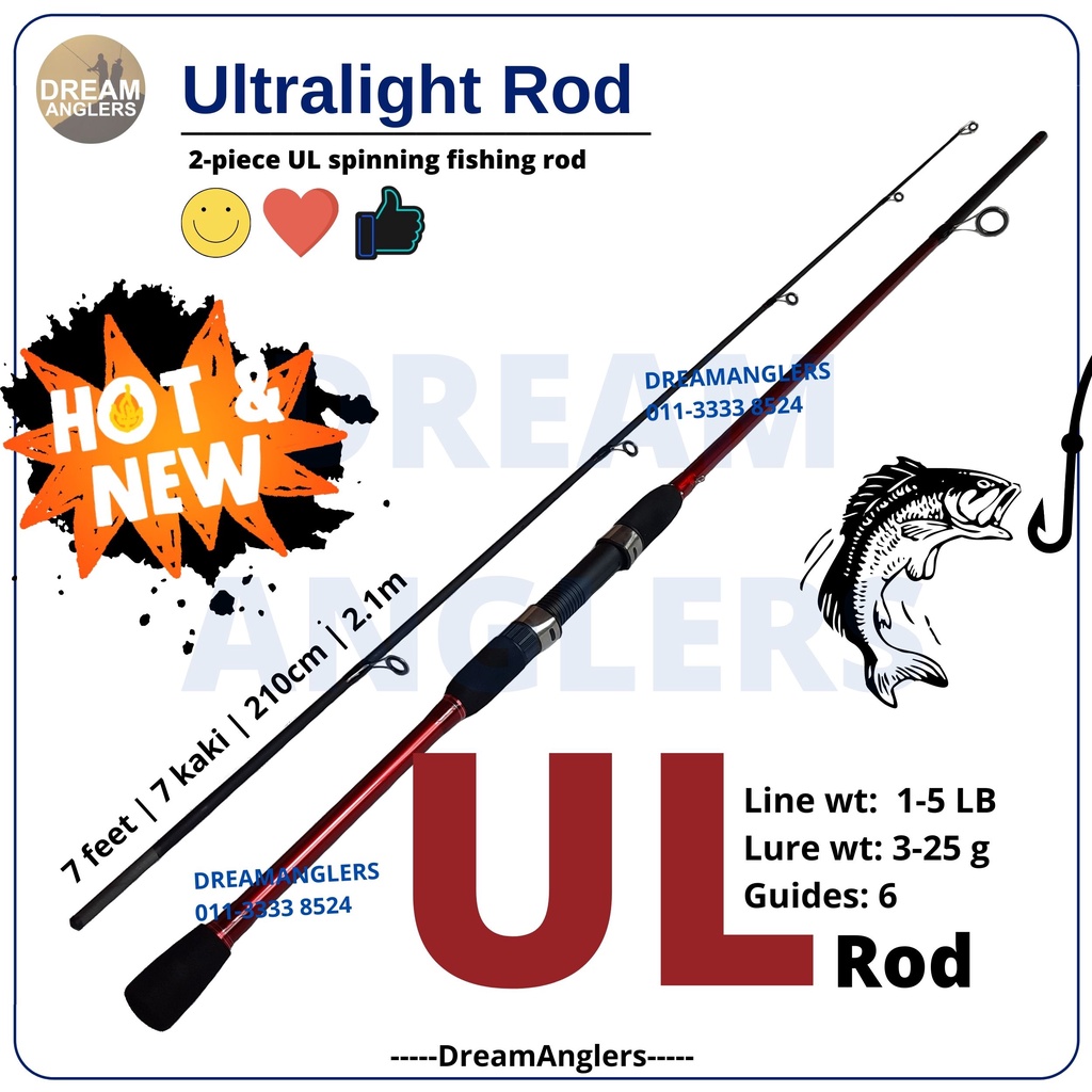 [NEW MODEL] Ultralight UL Rod 1-5 lb 7 feet kaki 2.1m 210cm 2-piece ...