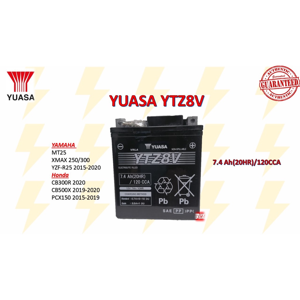 {DIJAMIN ORIGINAL} YUASA YTZ8V Authentic Japan Yuasa Battery Bateri Xmax R25 Mt25 REBEL 500 ...