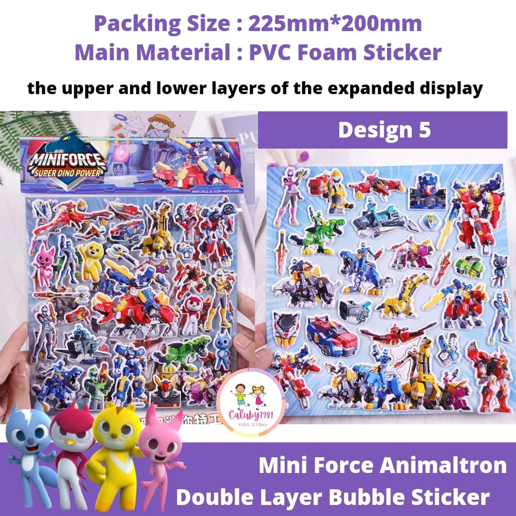 Genuine Mini Force Double Layer Foam 3D Sticker Anime Dinosaur Children ...