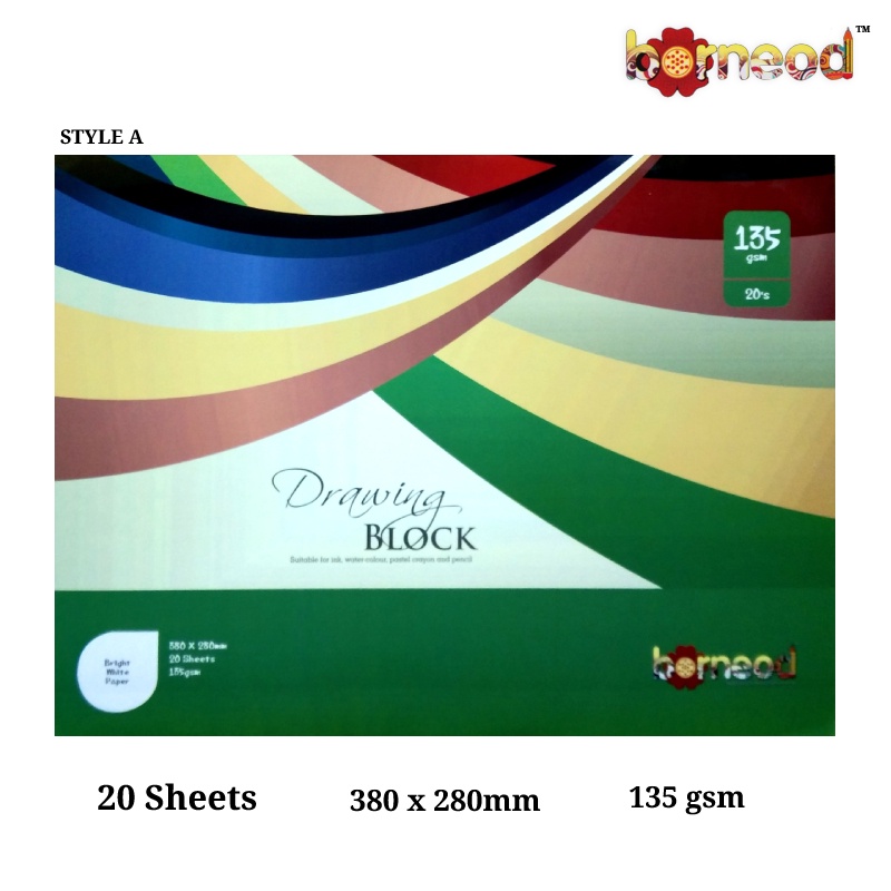 CP Forms | Drawing Block | Borneod Drawing Block 135 GSM - W1802 (20 ...