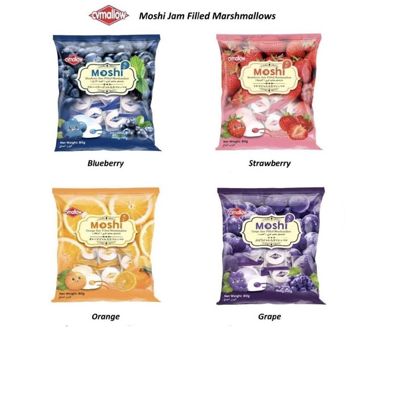 Cvmallow Moshi Jam Filled Marshmallow 80g ( Blueberry / Orange / Grape / Strawberry ) | Shopee ...