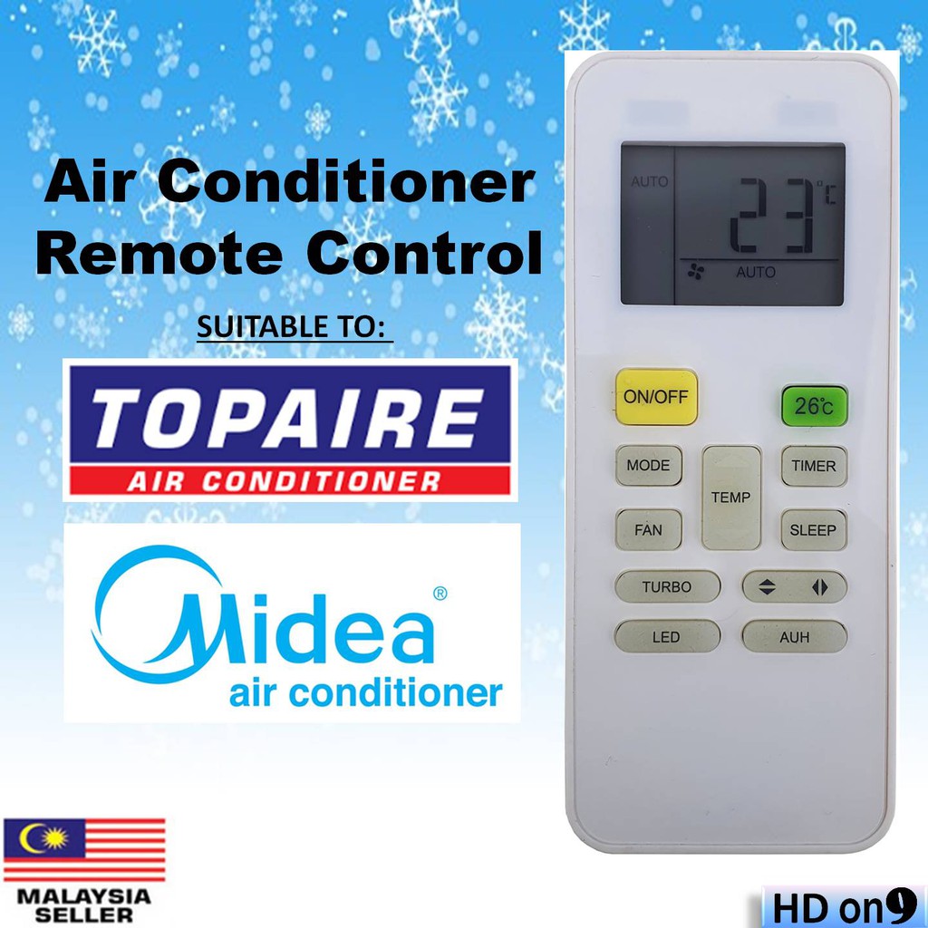 MIDEA / TOPAIRE Air Cond Aircon Aircond Remote Control Replacement ...