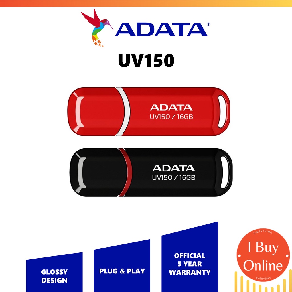 ADATA Pendrive USB3.2 USB Flash Drive UV150 - Black/Red (16GB/32GB/64GB/128GB) | Shopee Malaysia