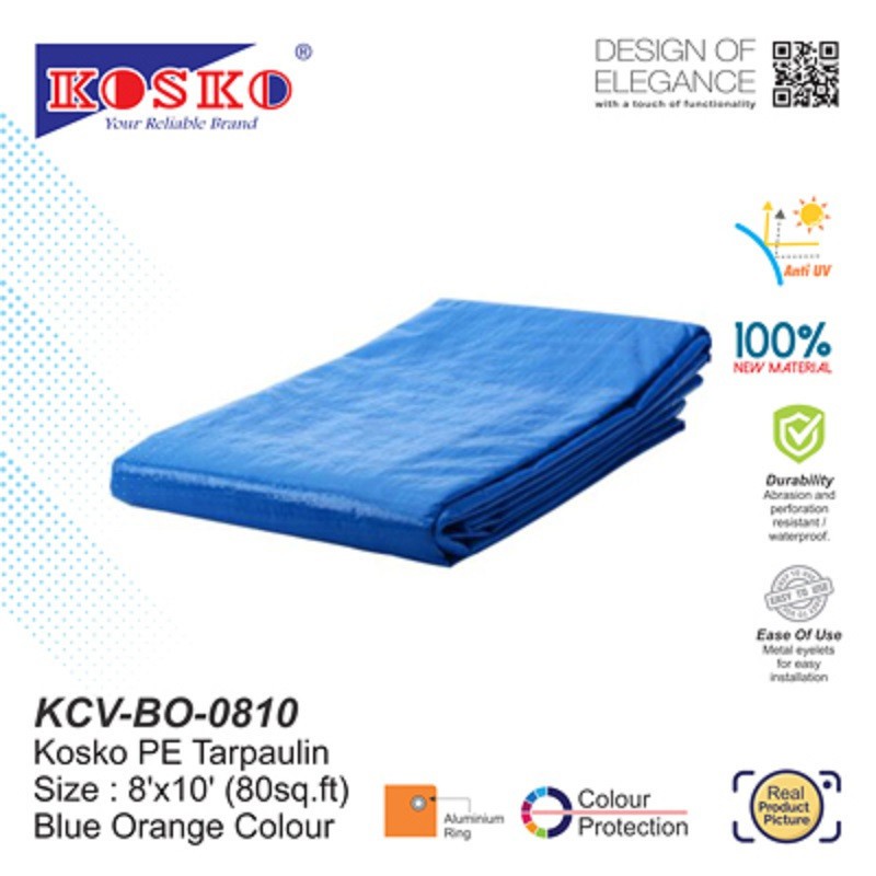 KOSKO KCV-BO-0810 (8'x10') Blue Orange PE Tarpaulin Canvas - By Sheet | Shopee Malaysia