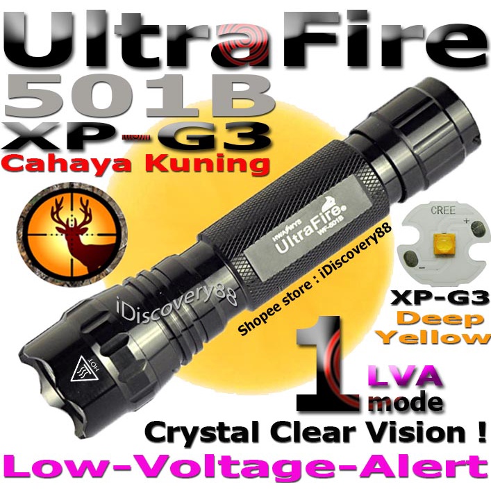 Ultrafire 501b 1mode Deep Yellow Light Cree Xp G3 Led Torch Lampu