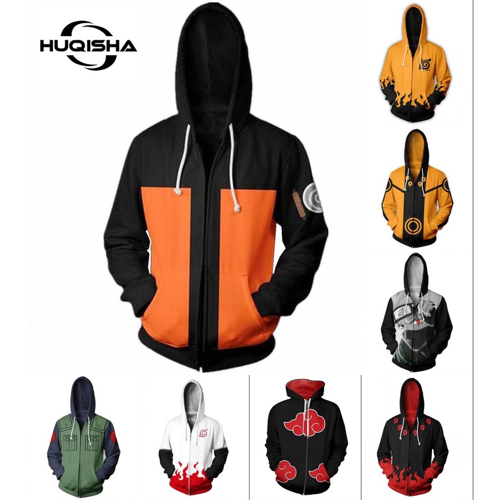 Fashion Anime Naruto 3D Printing Hooded Zipper Hoodie Jacket Men Casual ...