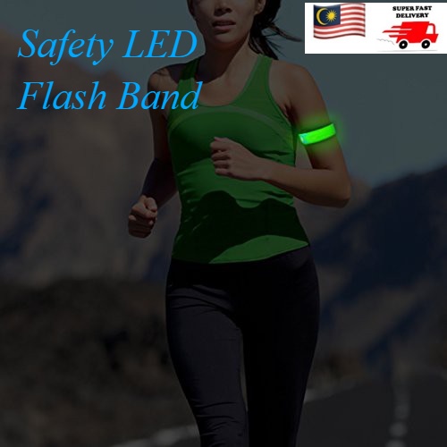 Safety LED Flash Band Wrist Strap Armband Gelang Tangan Jalur Denyar ...