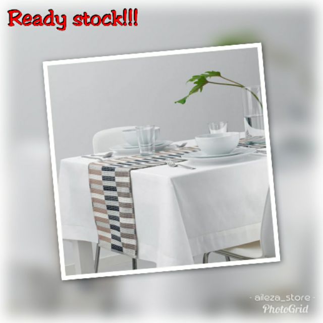IKEA MITTBIT Table-runner, Black Beige, White / Lapik Meja 35x130 cm ...