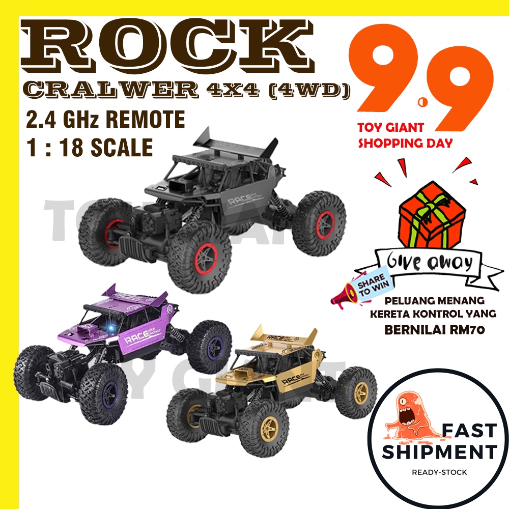 RC Remote Control Car 1:18 High Speed 2.4Ghz 4WD RC Kerta Kontrol 4x4 ...