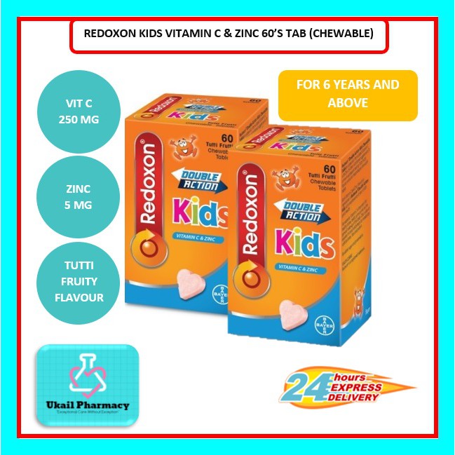 REDOXON KIDS VITAMIN C & ZINC 60'S TAB (CHEWABLE)(1 BOX) | Shopee Malaysia