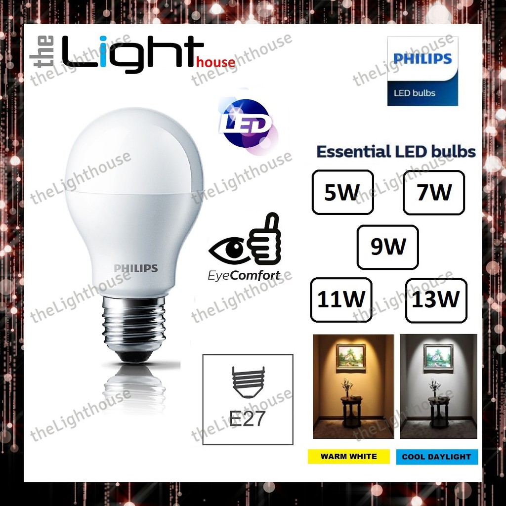 PHILIPS ESSENTIAL LED BULB 5W / 7W / 9W / 11W / 13W / LAMPU LED | Shopee Malaysia
