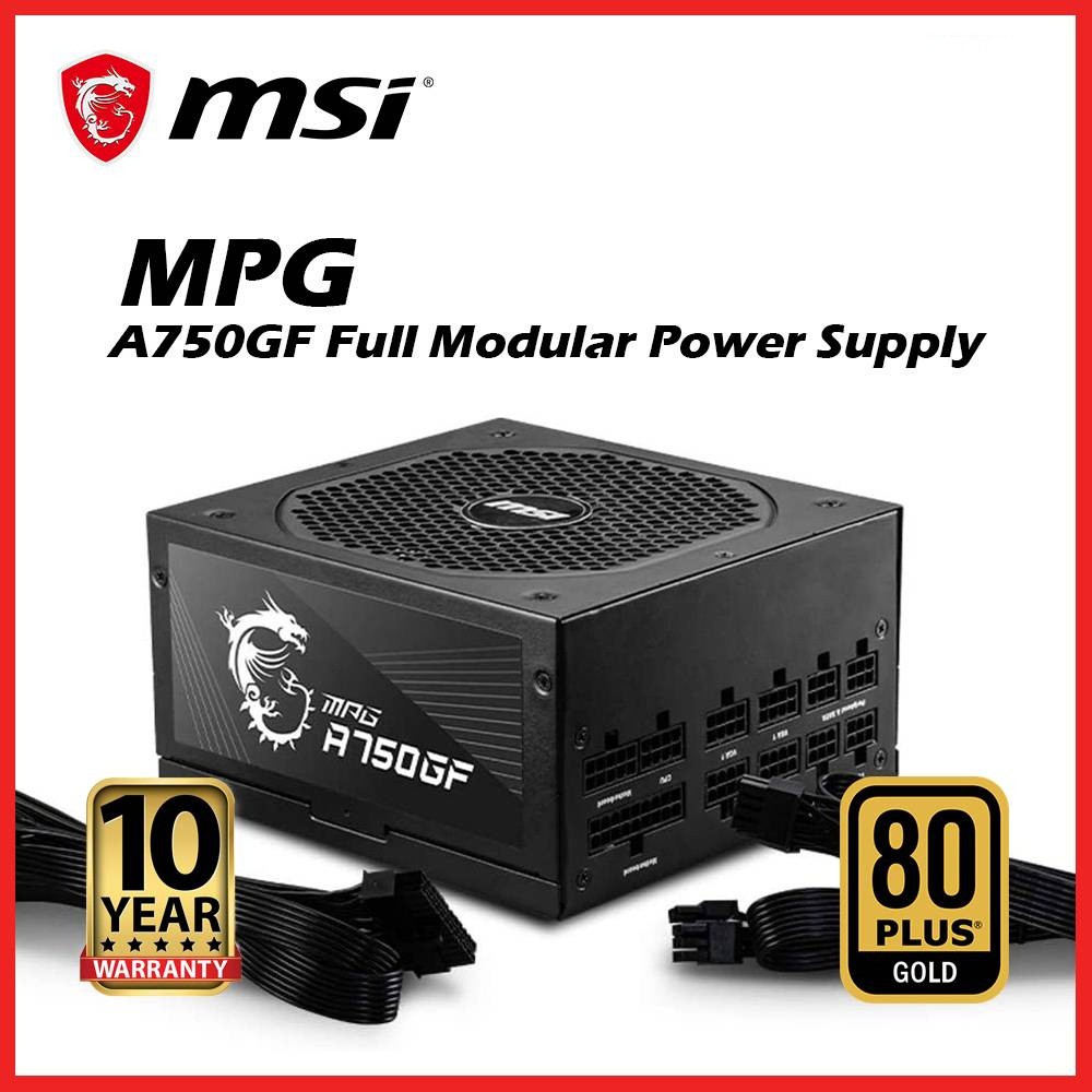 MSI Psu Power Supply Full Modular 750w 850w Gold Rating MSI MPG A750GF ...