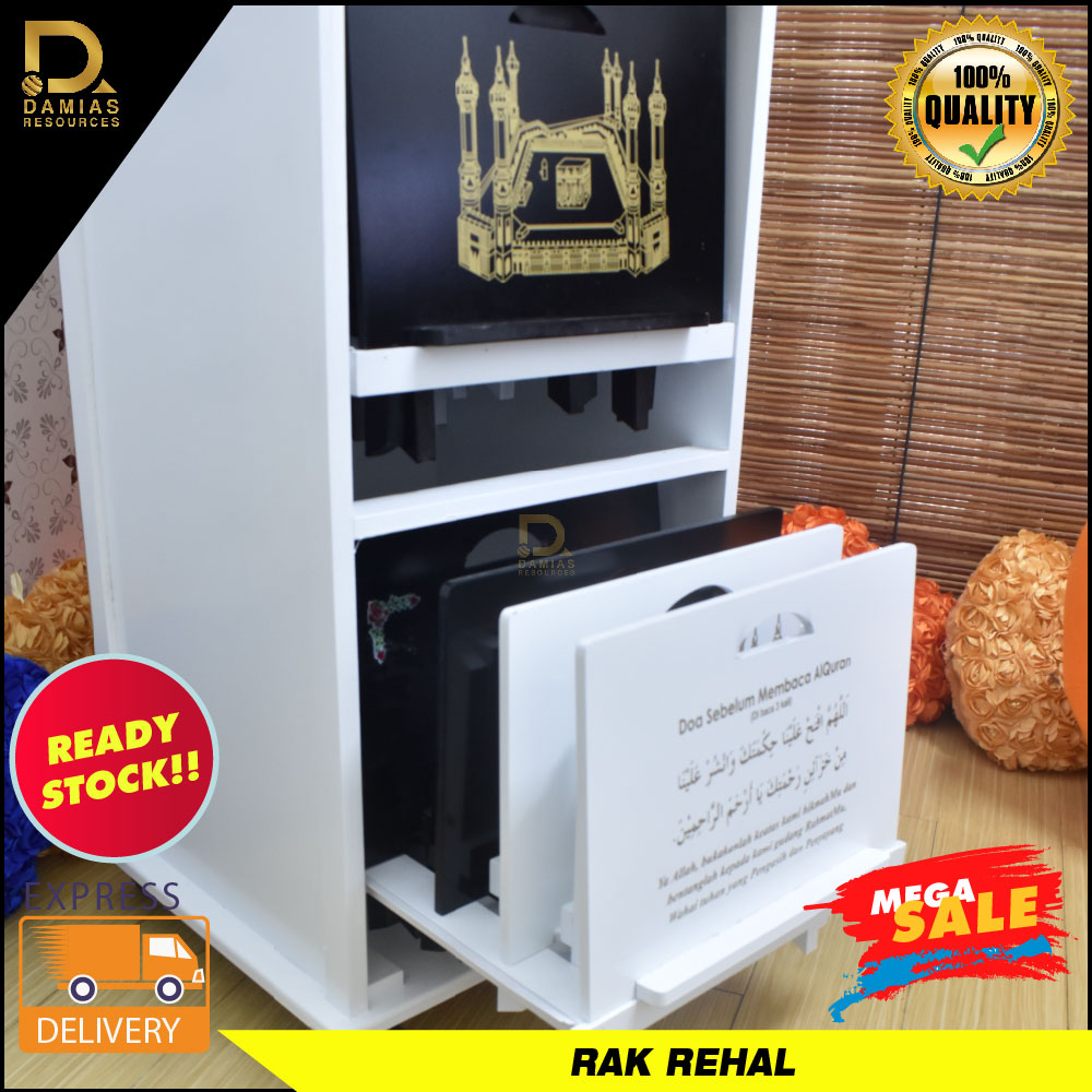 Rak Cabinet Wooden Kayu Serbaguna Simpan /Susun Rehal Storage Beroda ...