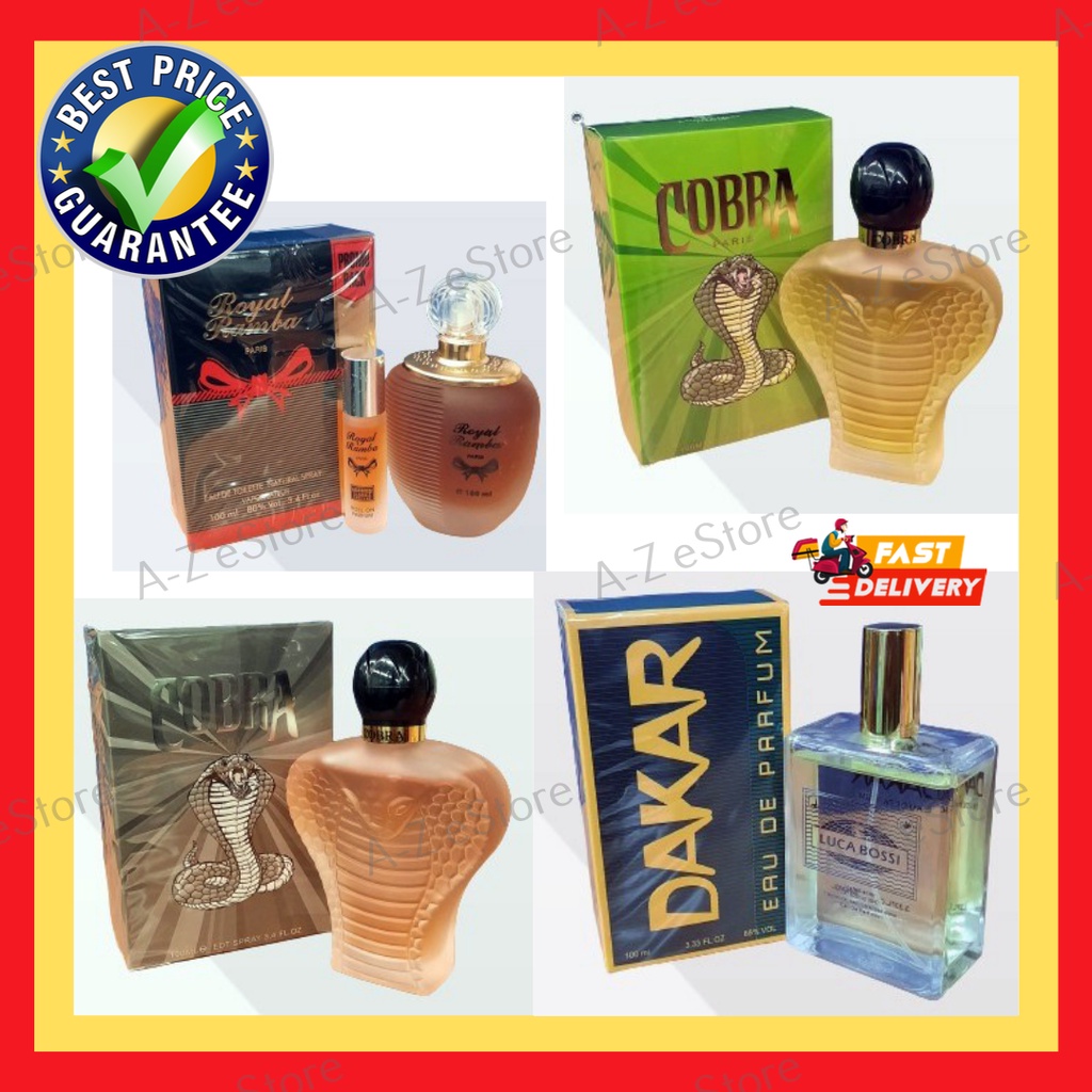 COBRA GREEN & GRAY, ROYAL RUMBA & DAKAR BY LUCA BOSSI 100ML PERFUME MEN ...