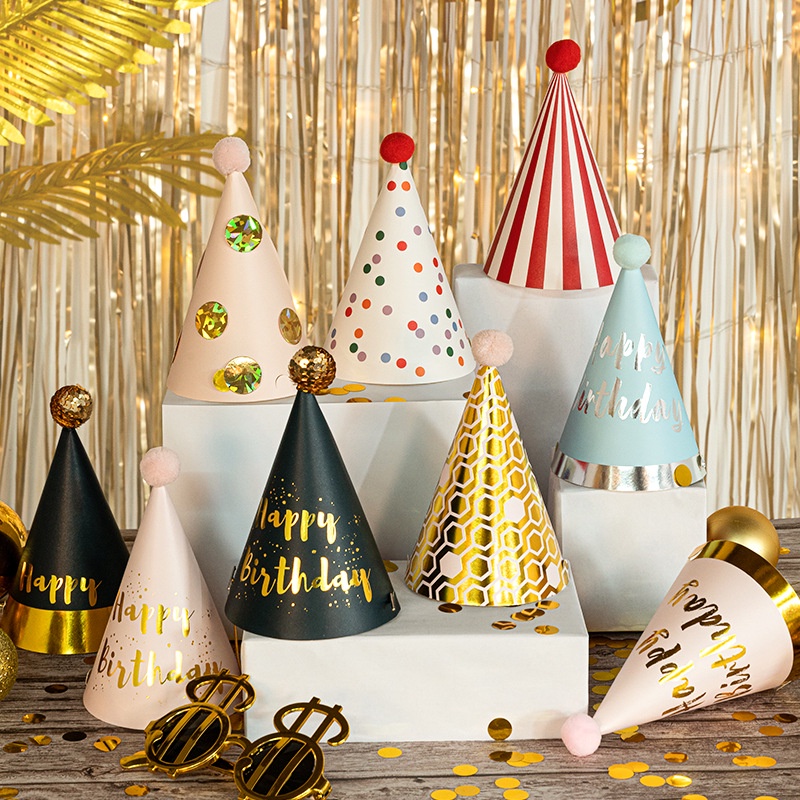 Kids Birthday Hat Gold Sequin Birthday Caps Prince Princess Crown ...