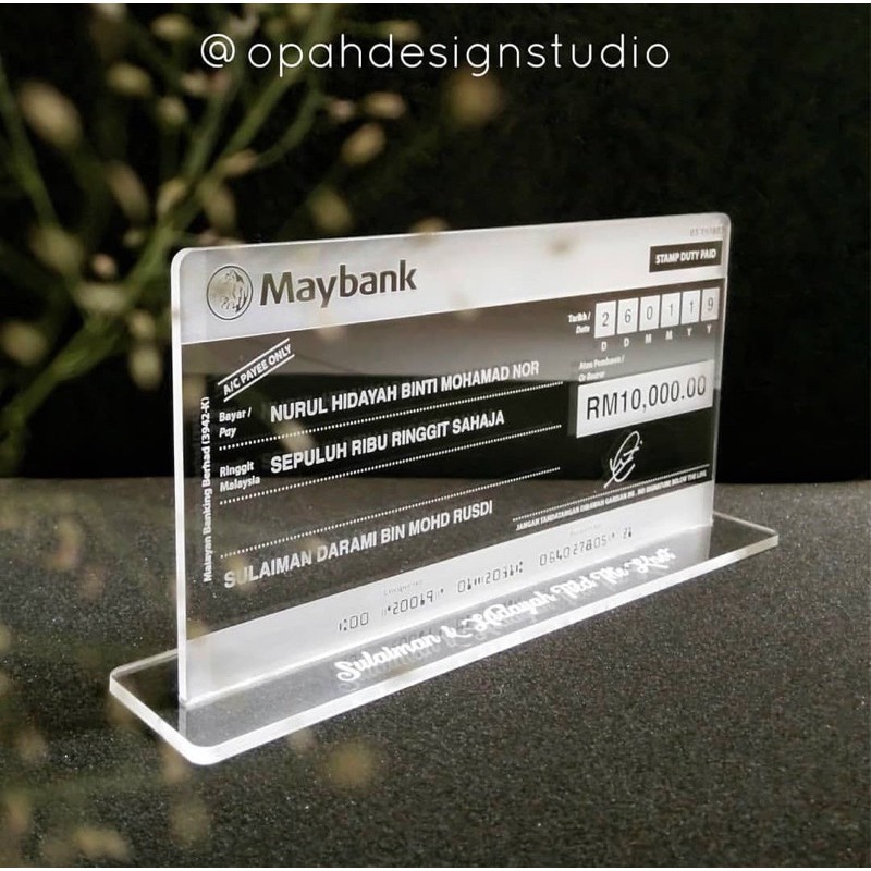 Mockup Cheque Engraving For Wedding (Acrylic/Wodden) | Shopee Malaysia