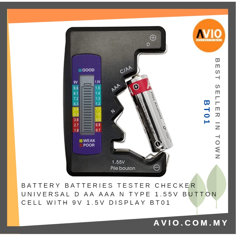 Battery Batteries Tester Checker Universal D AA AAA N Type 1.55V Button ...