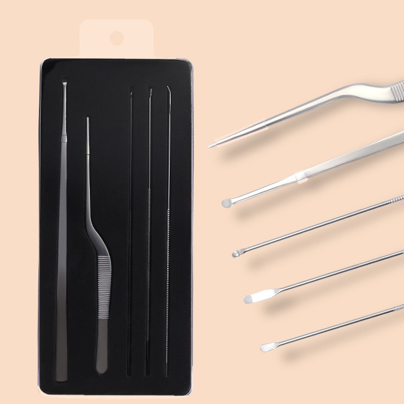 GOSB 5Pcs/Set Stainless Steel Dig Ear Spoon To Remove The Ear Hook Ear ...
