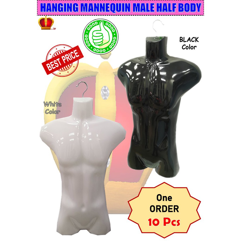 [Juliet8Q] 10 Pcs Hanging Mannequin Male Plastic Half Body Patung ...