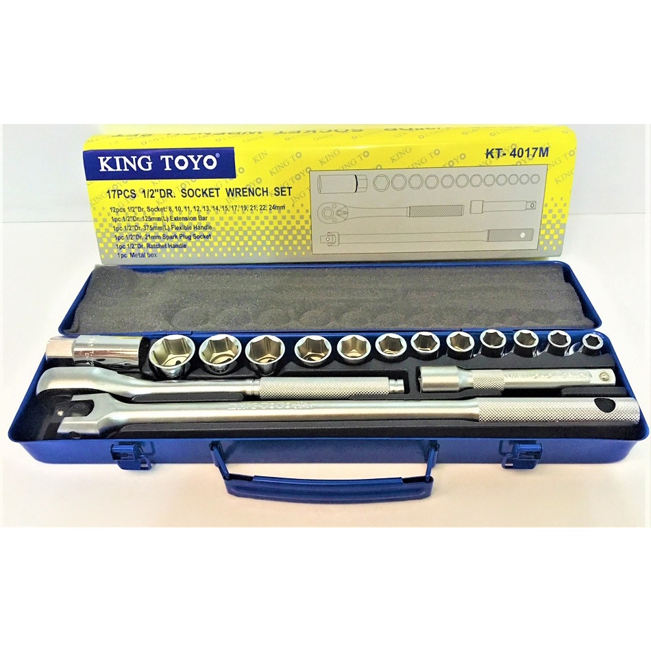 King Toyo 17Pcs 1/2" Dr Metric Hand Socket Set KT-4017M 6pt ID33011 ...