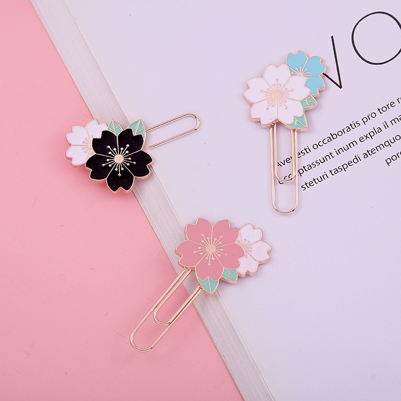 INS Creative Sakura Flower Metal Paper Clip Bookmark Student School ...