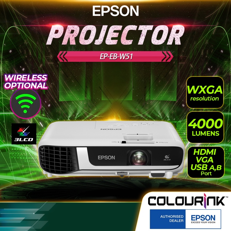 EPSON EB-W55 PROJECTOR WXGA 4000 LUMENS 3LCD PROJECTOR CO-FH01 Full HD | Similar EB-E01 EB-E10 ...