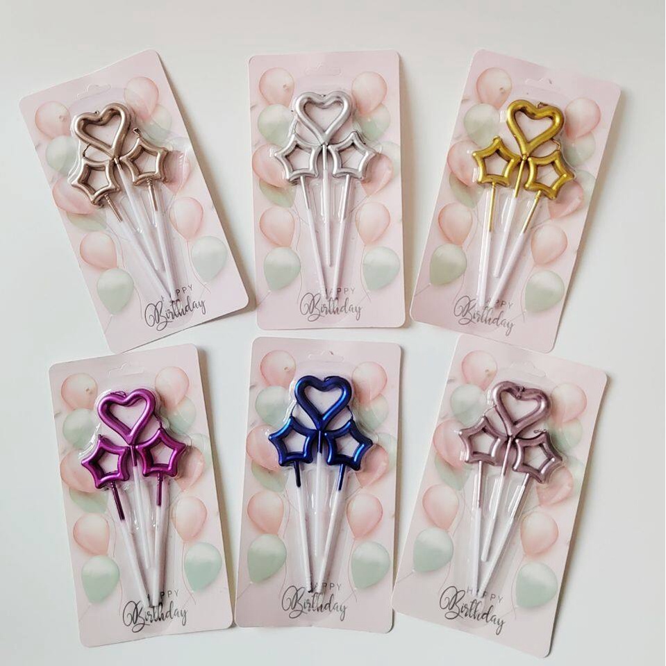 INS Style Star Heart Cute Candle Cake Decoration Birthday 星星爱心生日蜡烛 ...