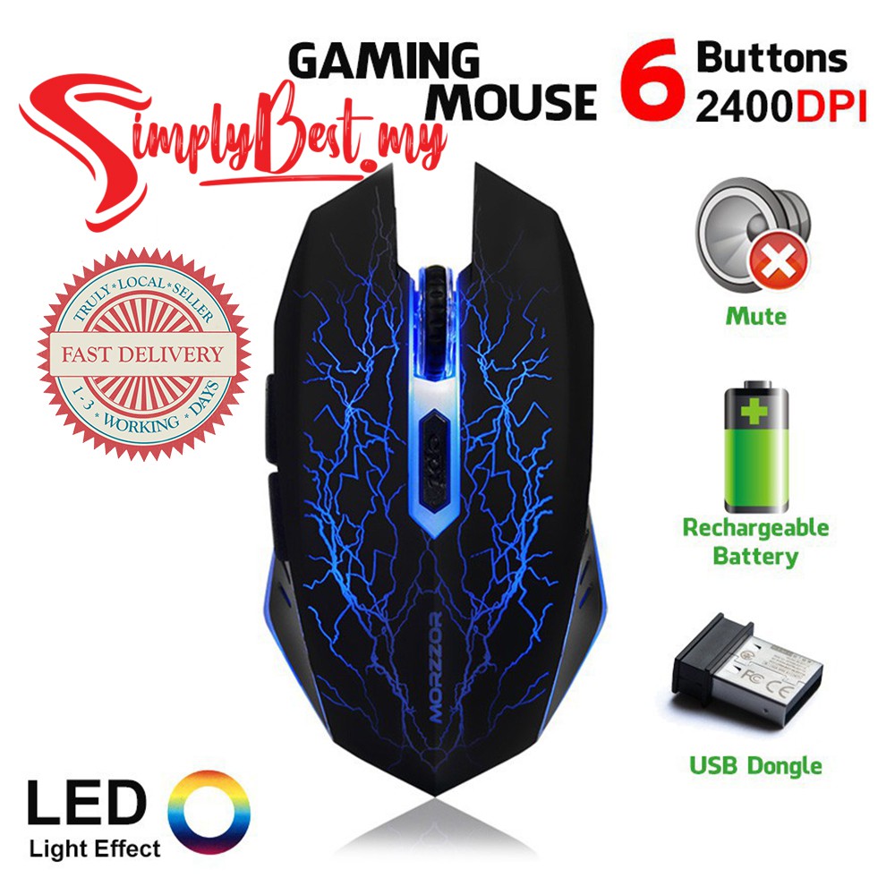 SIMPLYBEST Morzzor Rechargeable Wireless Mouse Mute Gaming Mouse 6 ...