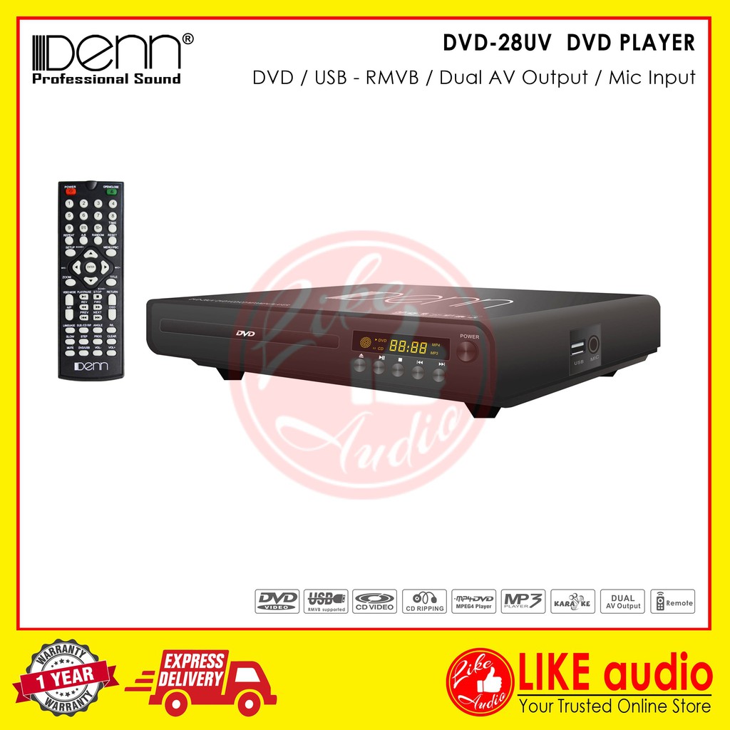 Denn DVD-28UV DVD Player (With USB RMVB & Mic Input) | Shopee Malaysia