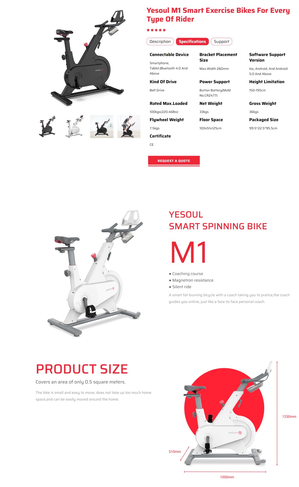 Yesoul M1 Smart Indoor Spinning Bike - Black | Shopee Malaysia