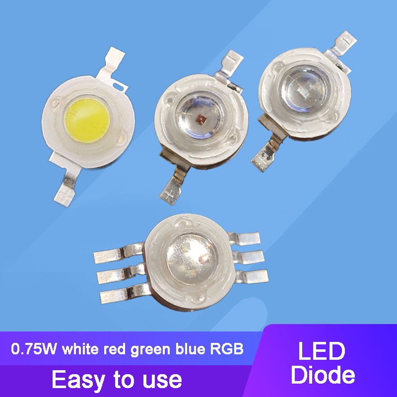 10pcs 0.75W LED Diodes Light White Golden Cyan Red Blue Green RGB ...